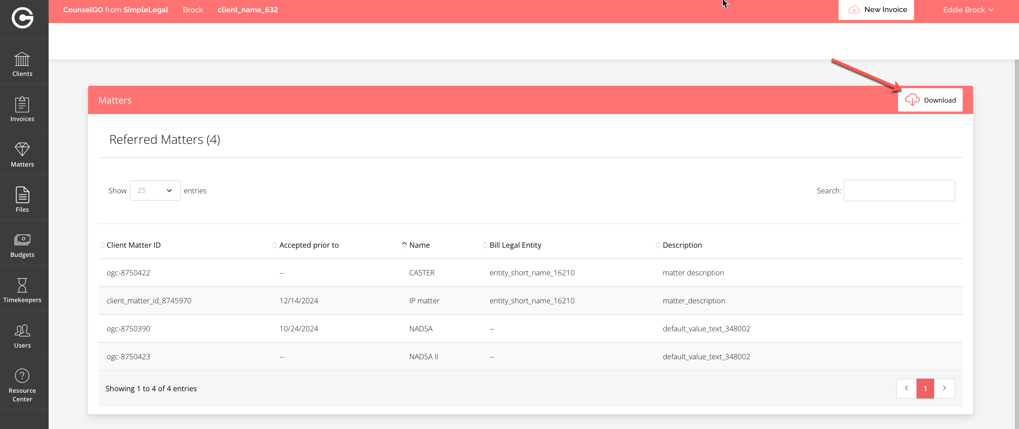 Referred Matters List