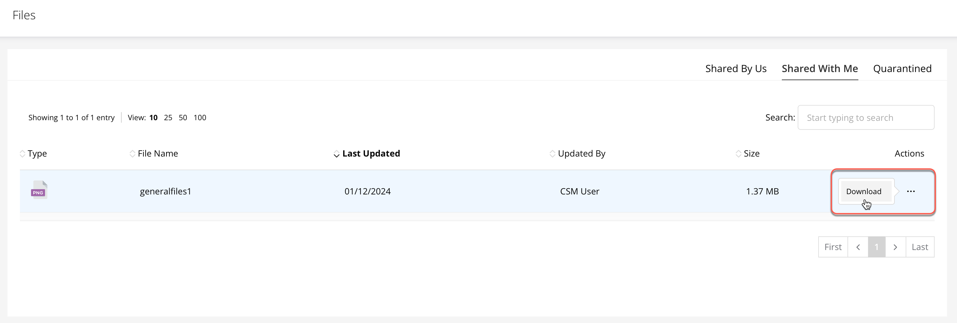 Viewing General Files Shared by Clients