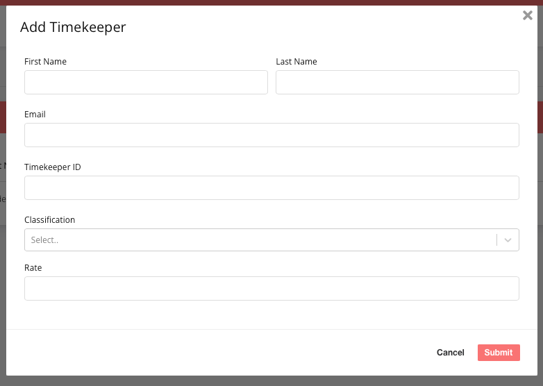 Setting Timekeeper Rates for Internal Use