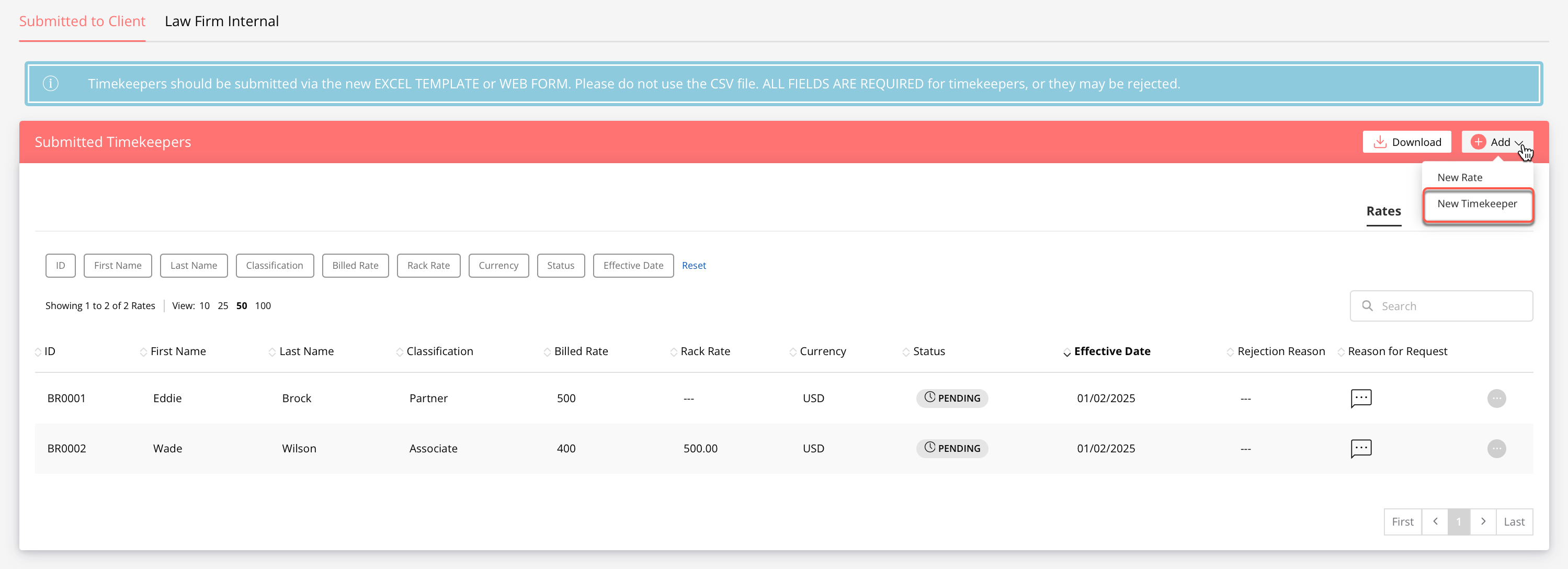 Web Form for Timekeeper Upload