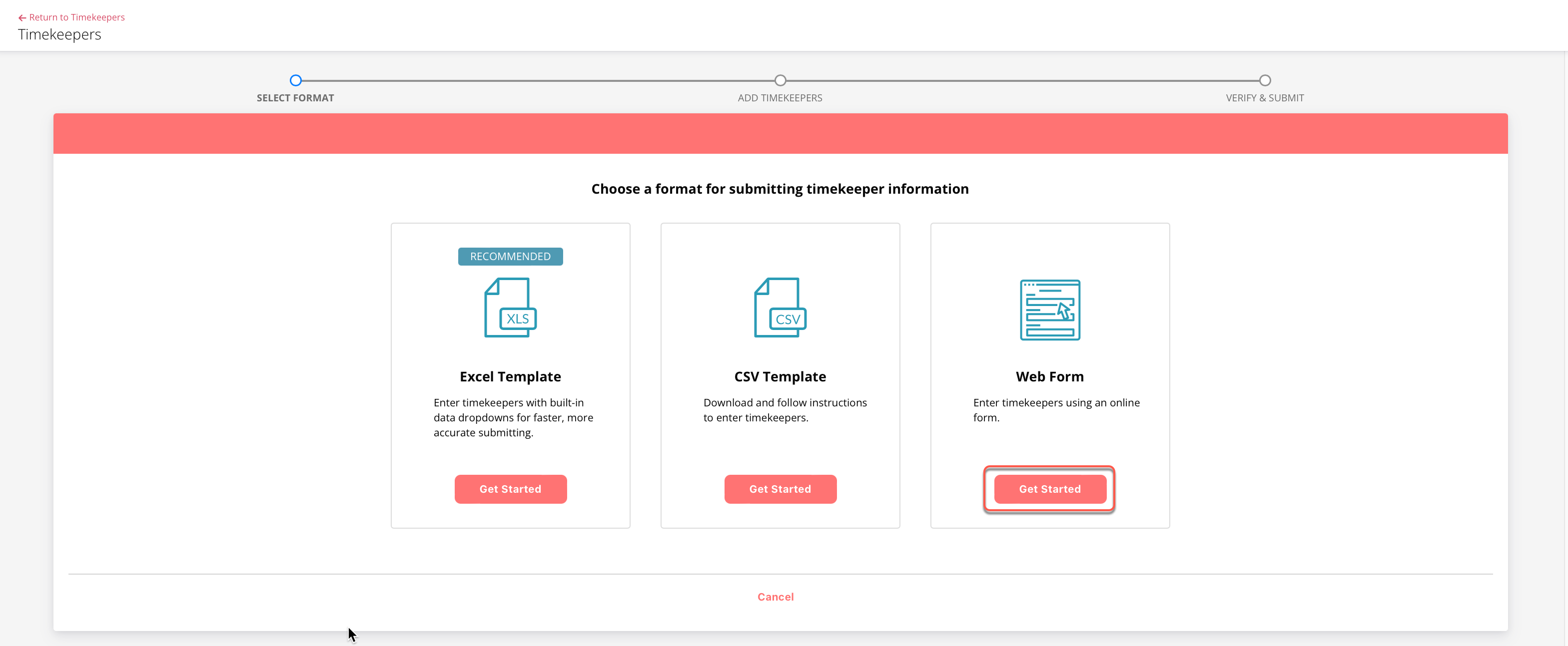 Web Form for Timekeeper Upload