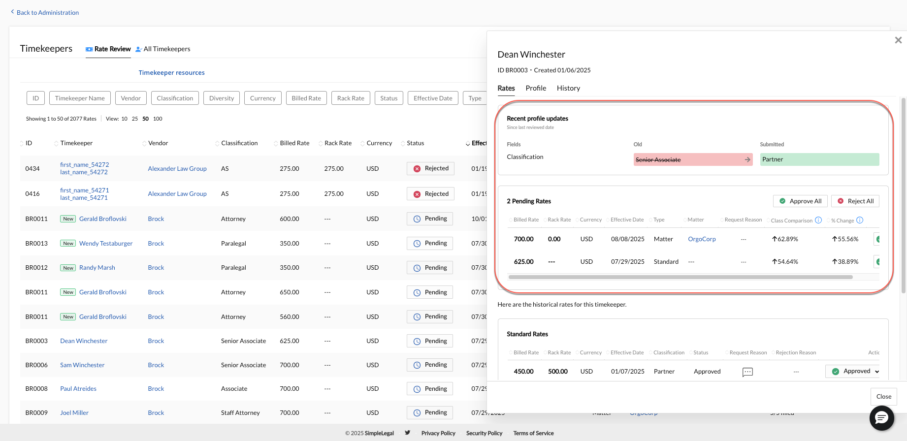 Reviewing Timekeeper Rate Updates & Profiles