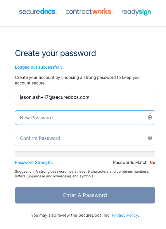 SecureDocs - First Time Login